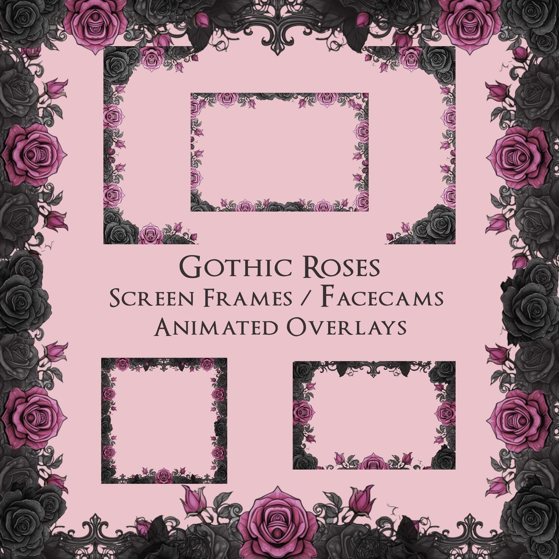 Gothic Roses Facecam Overlay: Animated Stream Webcam Frames (webm & PNG ...
