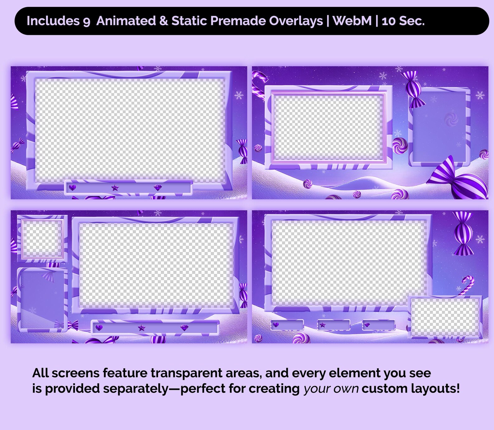 Candy Animated Stream Package - Festive Twitch Overlays, Holiday Sweet ...