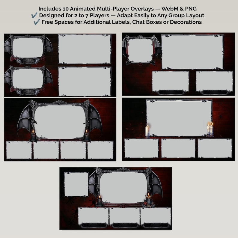 Gothic Vampire Stream Overlay Pack: Animated Screens, Frames, Labels ...