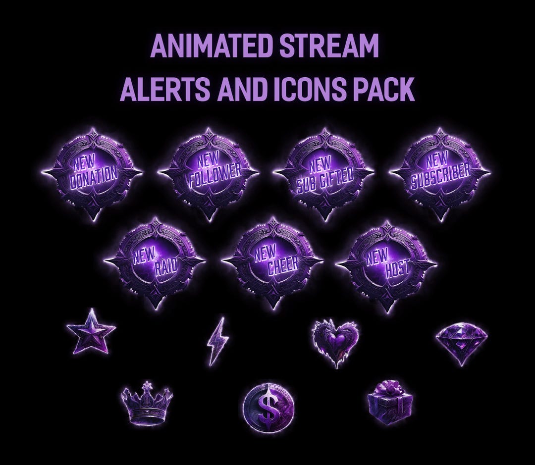 Dark Purple Gothic Stream Alerts: Fantasy Animated Icons (webm) - Etsy