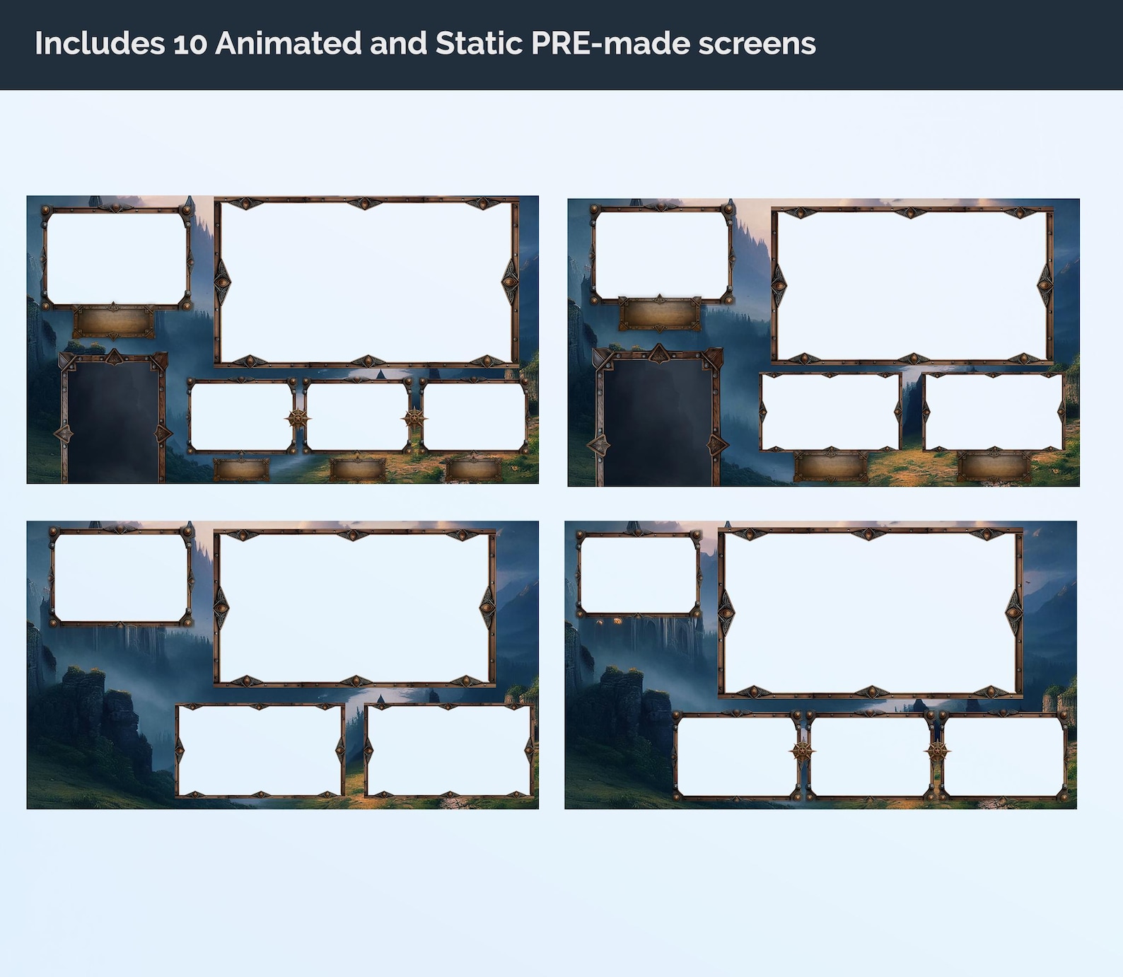 Kingdom Medieval Twitch Screen Overlays Pack, for Livestream, Dungeons ...