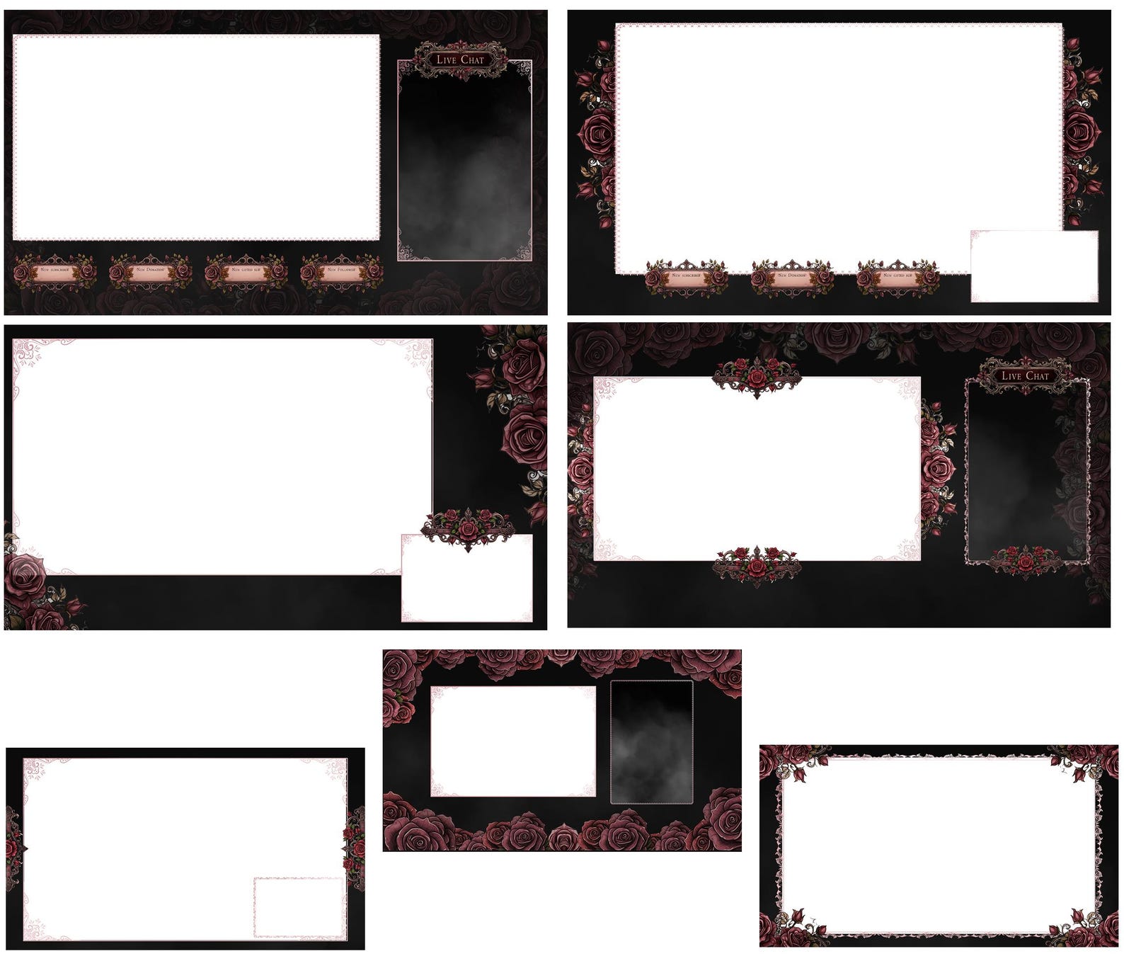 Dark Romance Stream Pack | Victorian Rose Twitch Overlay, Gothic Pink ...
