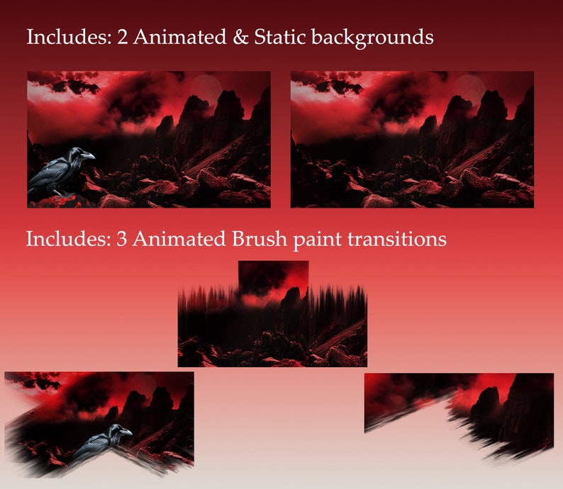 Red Gothic Raven Animated Stream Package: Twitch Overlays, Alerts ...