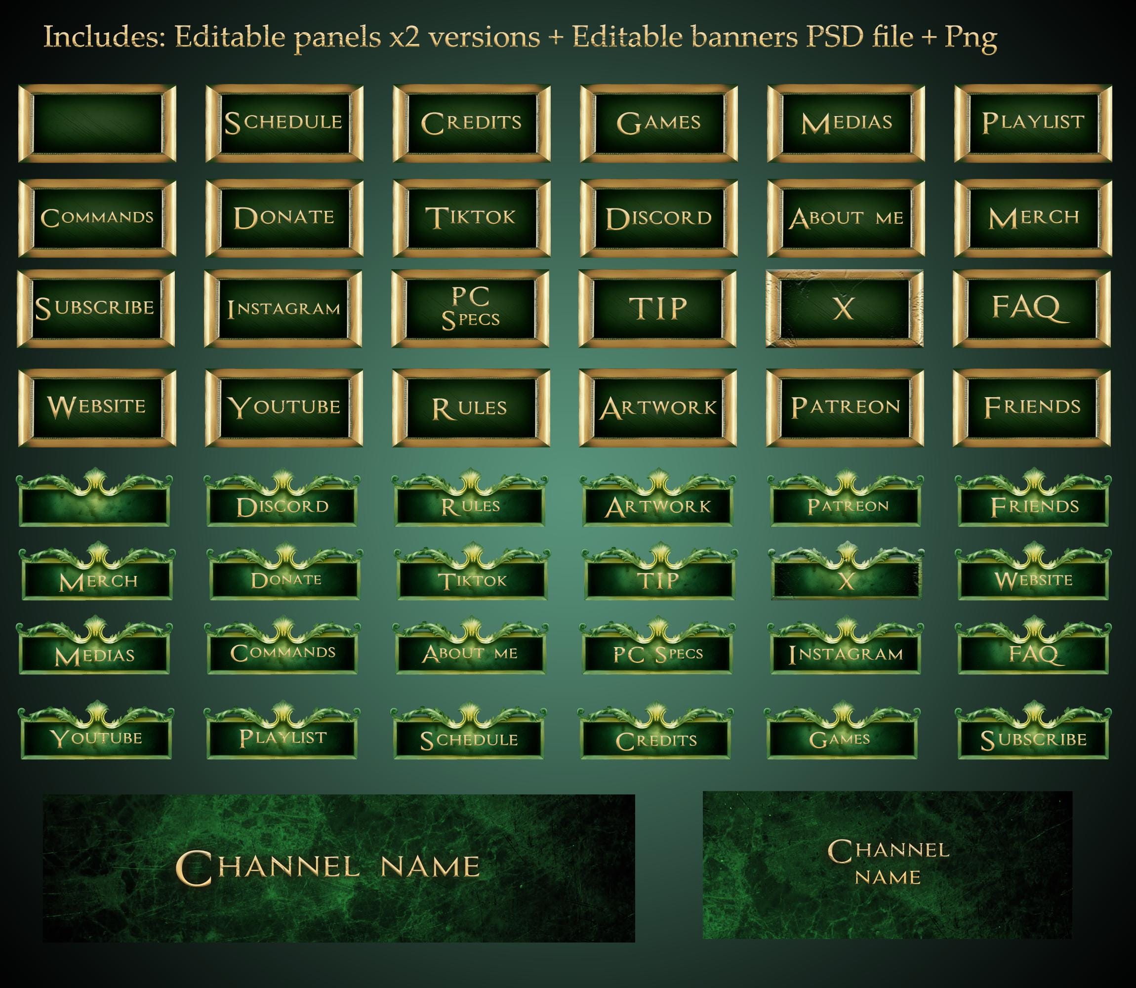 Animated Dnd Stream Overlay Pack: Medieval Green & Gold - Etsy