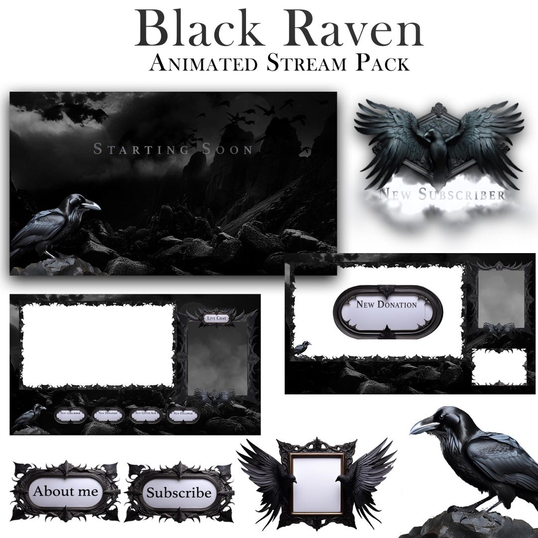 Graveyard Raven Animated Stream Pack: Gothic Overlay Twitch Vtube - Etsy