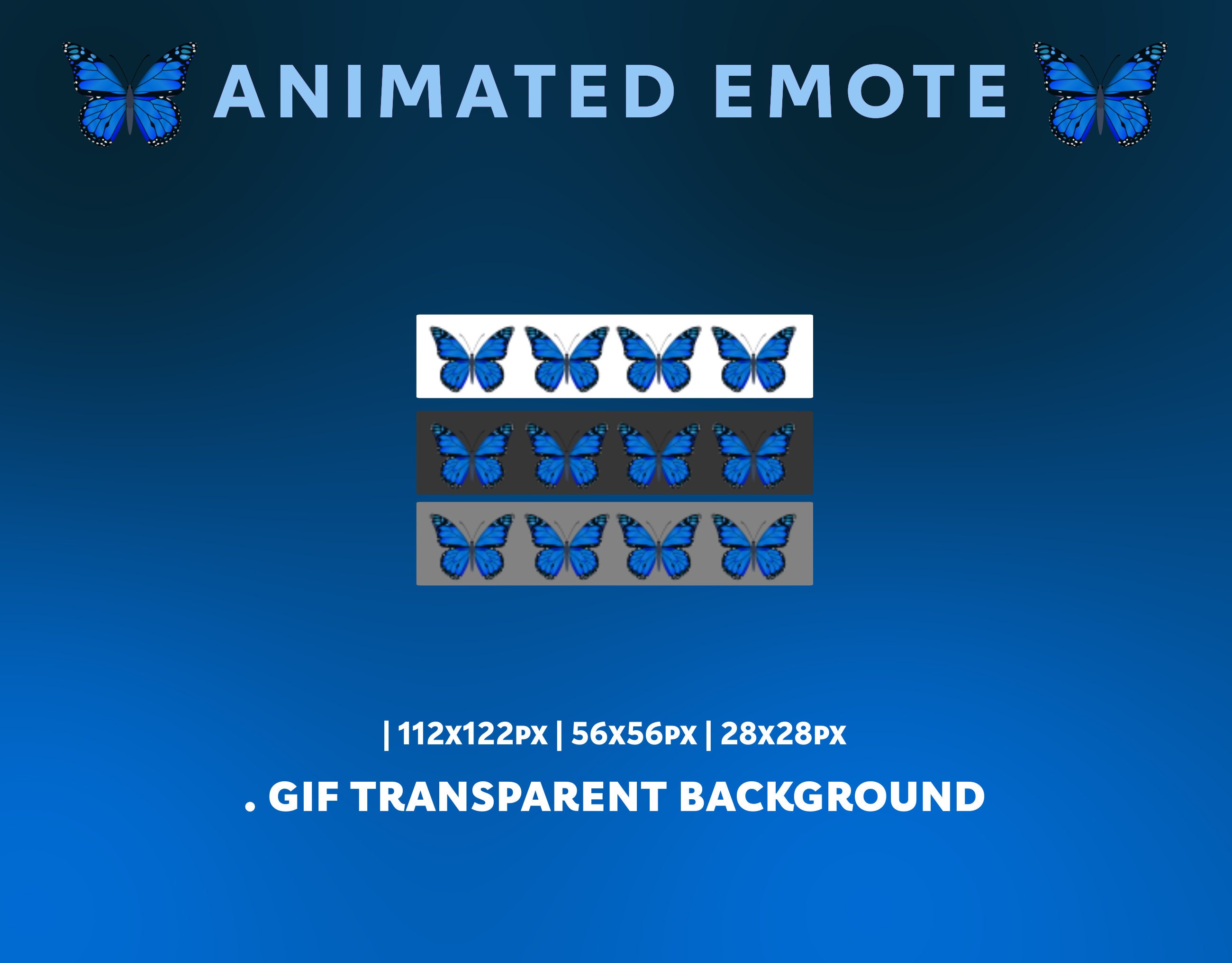 Blue Butterfly Emote | Animated Emote | Twitch Badge | Emote for ...
