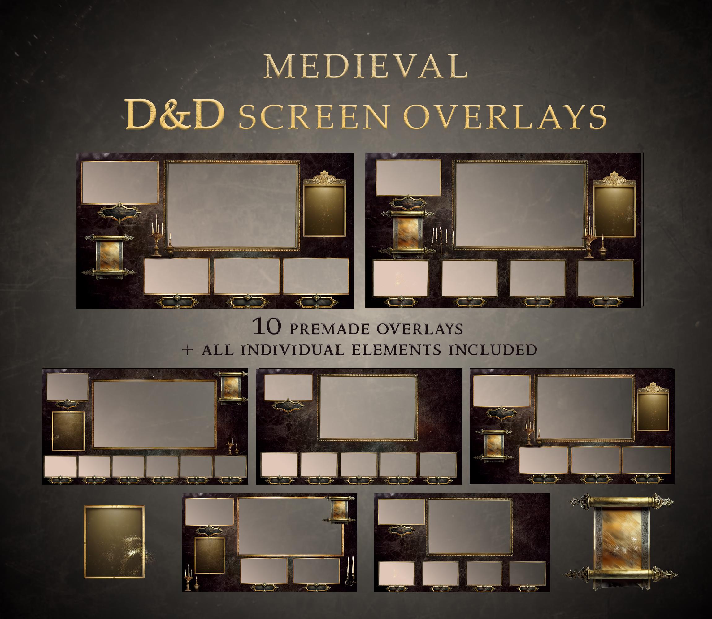 Animated RPG Twitch Overlay Pack: D&D Stream Screens, Facecams (webm, PNG, ZIP) - Etsy