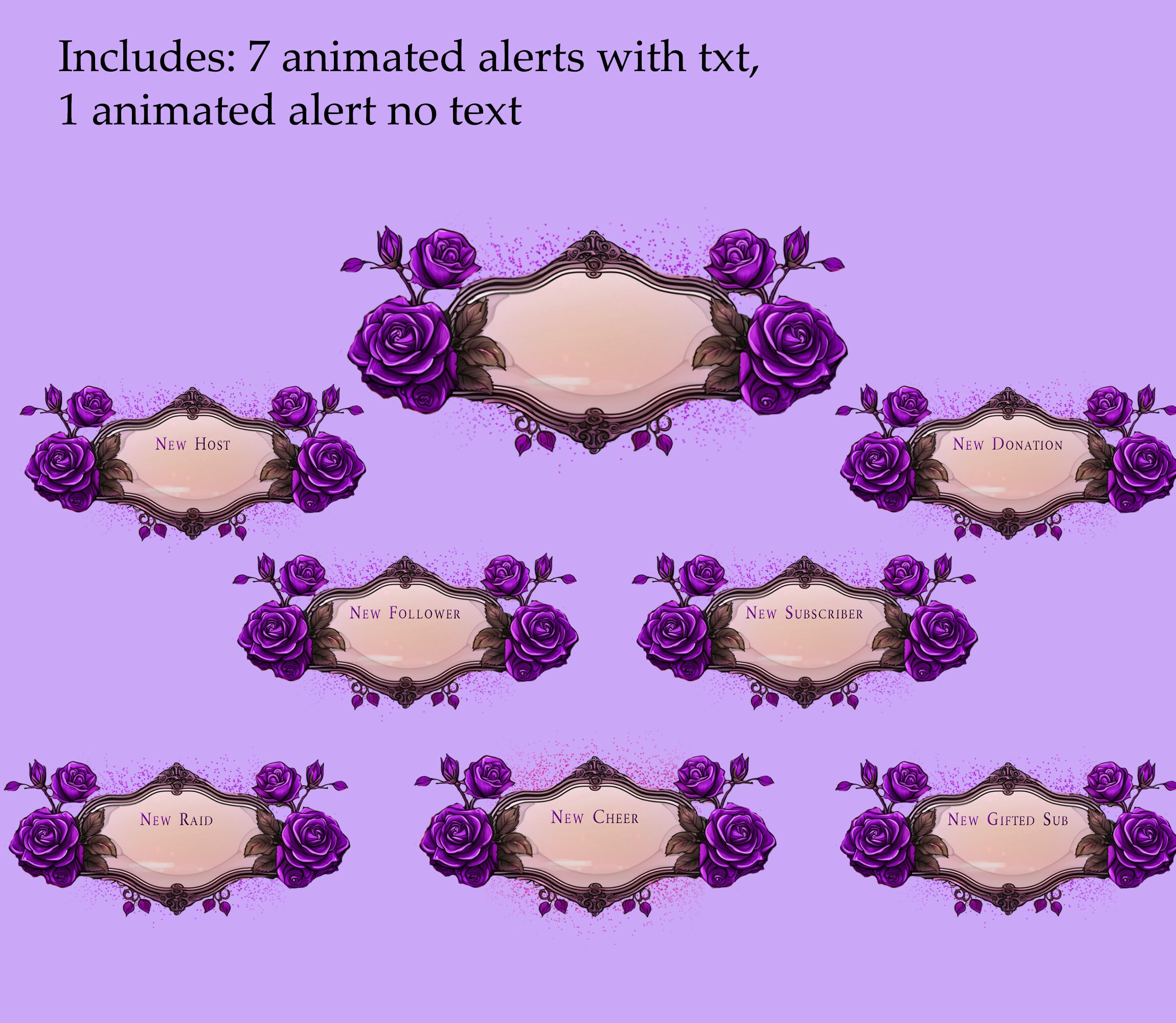 Animated Gothic Rose Stream Package - Purple and Black Twitch Overlays ...