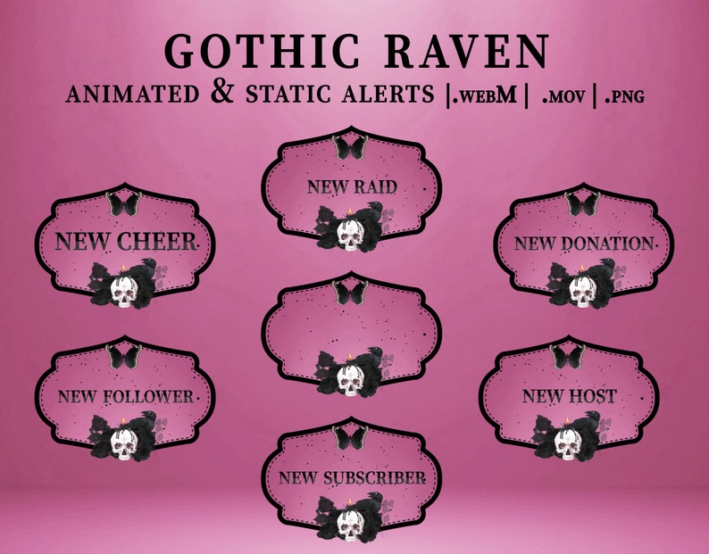 Stream Package for Twitch Gothic Overlays With Raven, Crow Skull ...