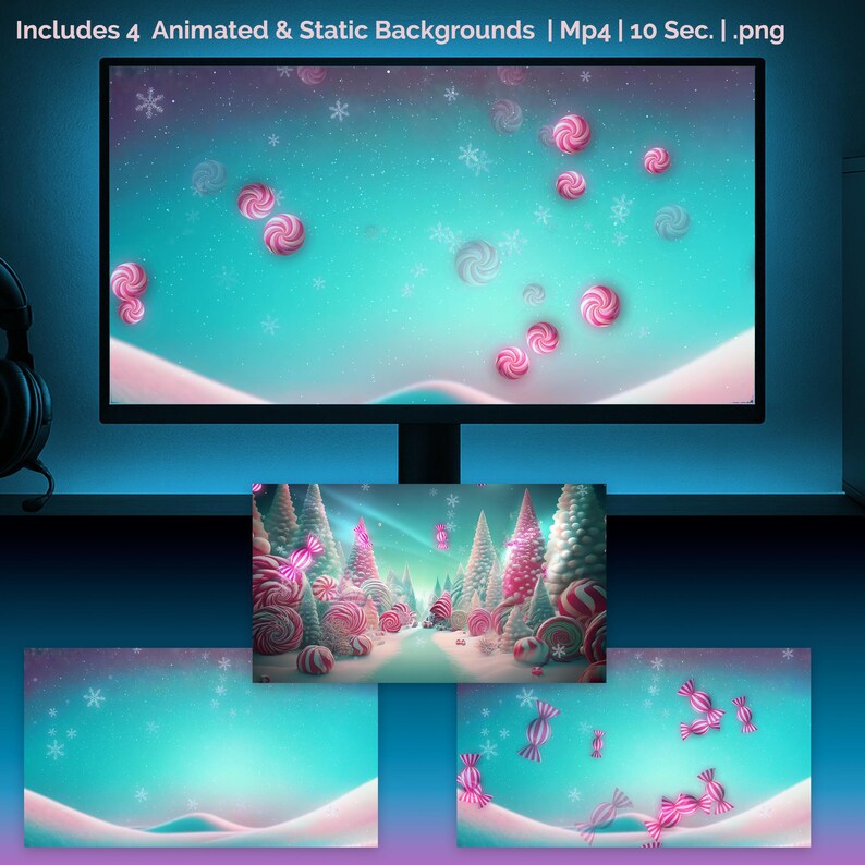 Candy Animated Stream Package - Festive Twitch Overlays, Holiday Sweet ...