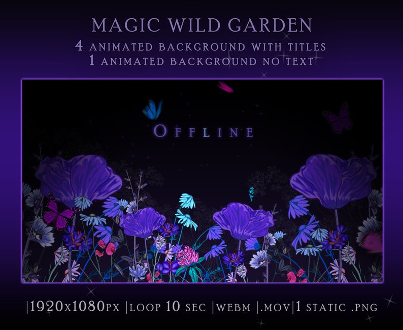 Magic Flowers Animated Stream Screens Package, Twitch Pack, Overlays ...