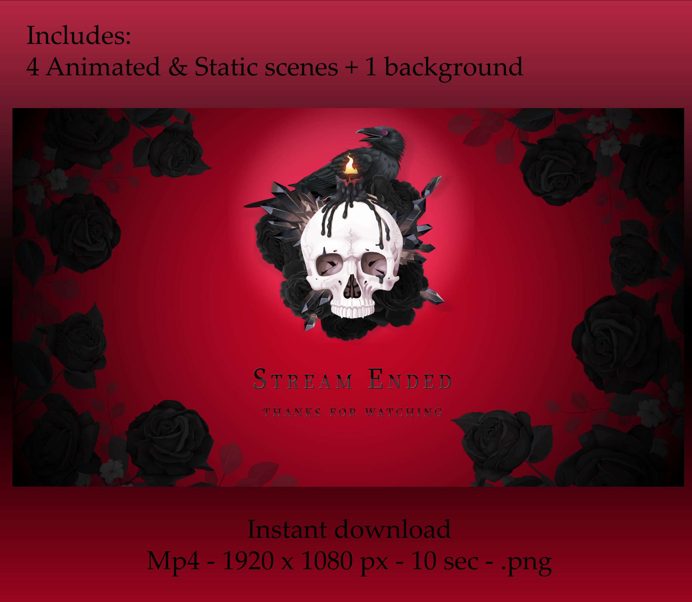 Red Gothic Animated Stream Screens Package, Twitch Pack, Overlays ...