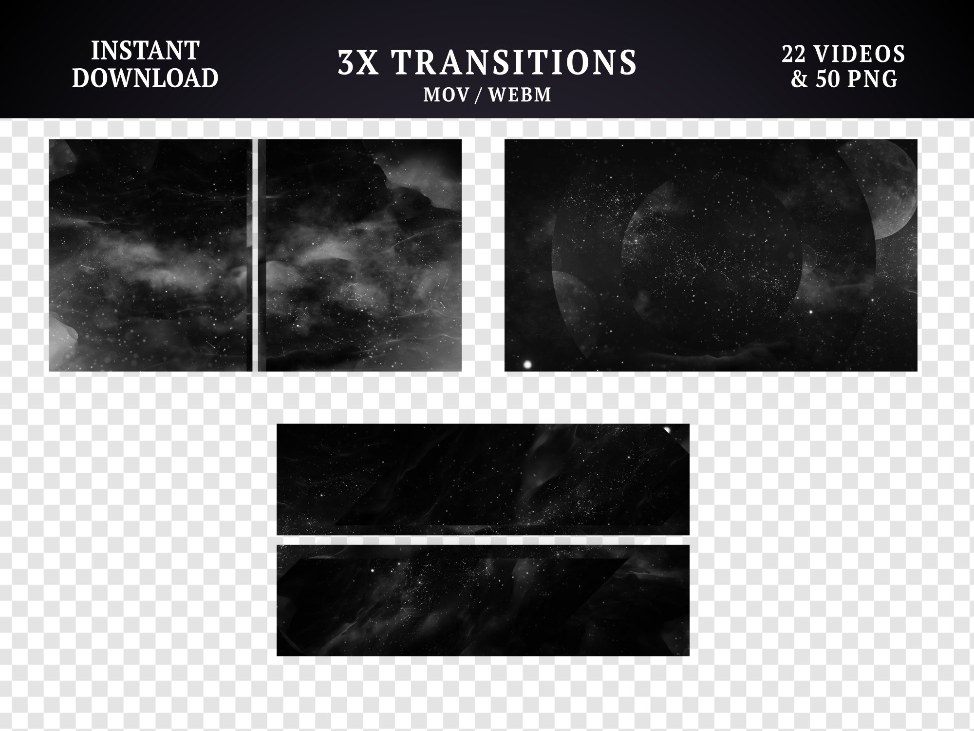 Black Space Animated Stream Pack, Dark Animated Overlay, Full Package ...