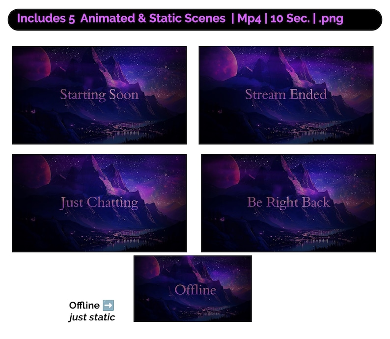 Celestial Twitch Overlays Pack: Animated Stream Pack, Scenes, Alerts ...