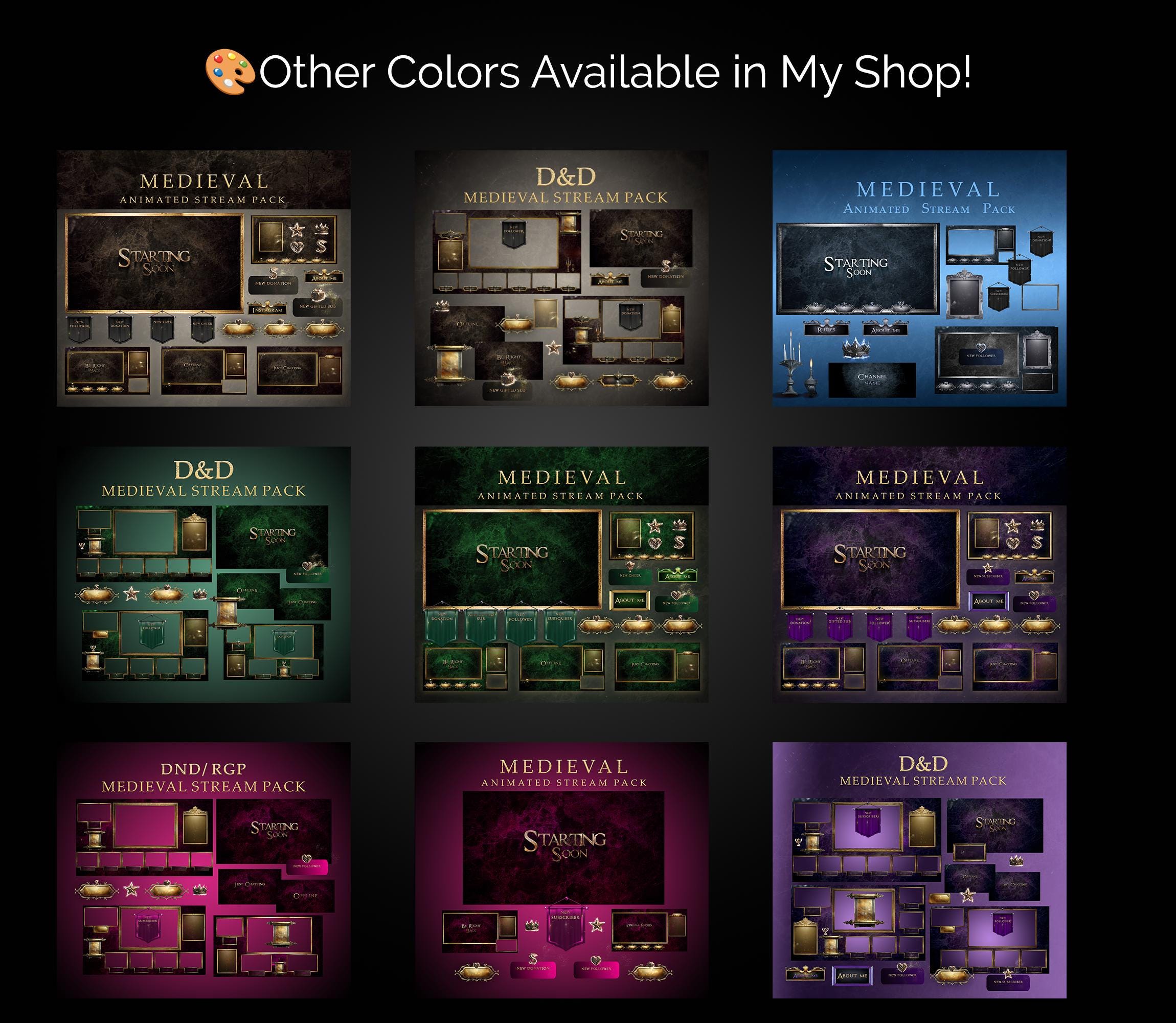 Animated RPG Twitch Overlay Pack: D&D Stream Screens, Facecams (webm ...