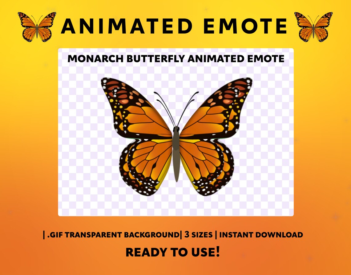 Animated Monarch Butterfly Emote: Twitch, Discord Stream (digital ...