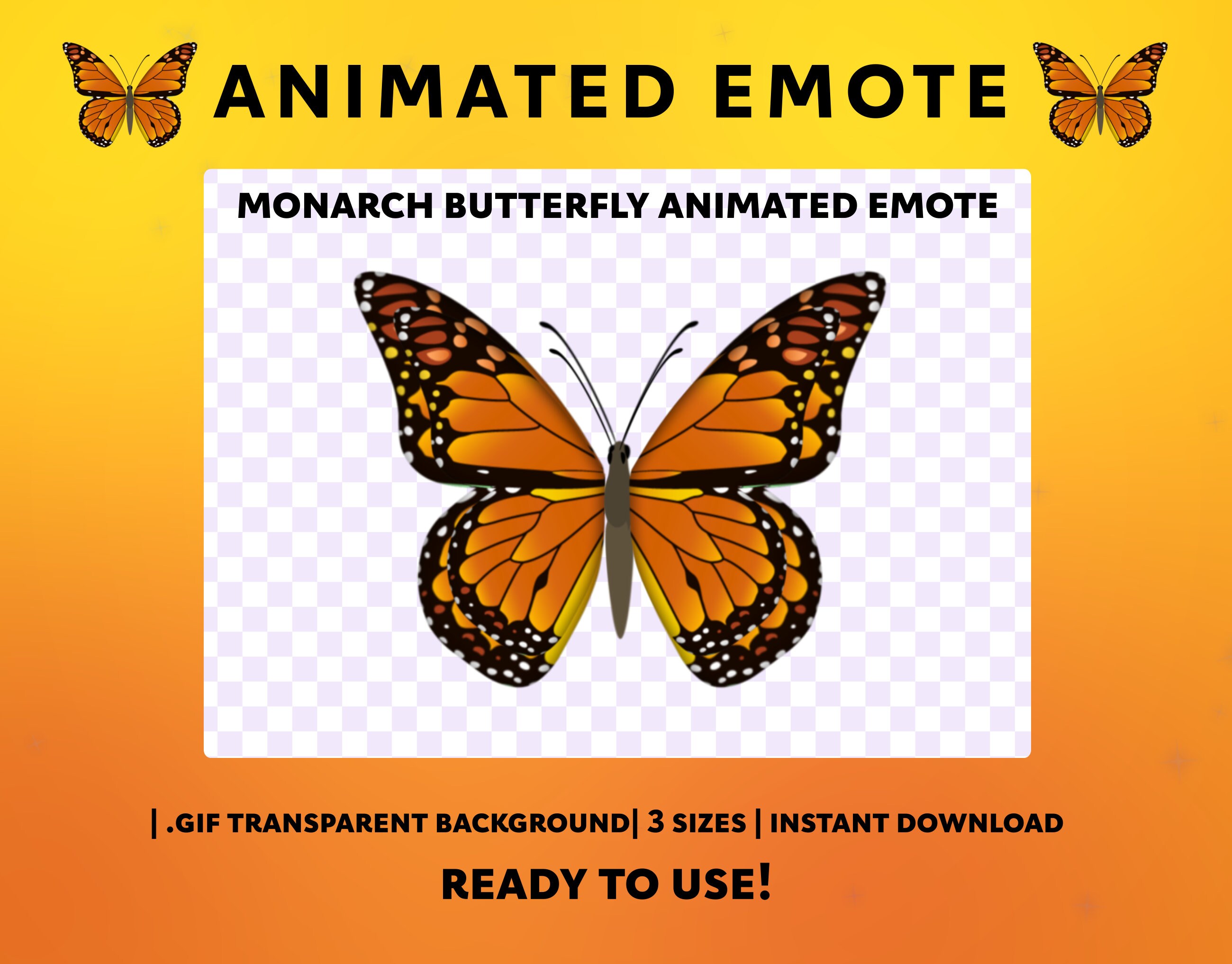 Monarch Butterfly Emote | Animated Emote | Twitch Badge | Emote for ...