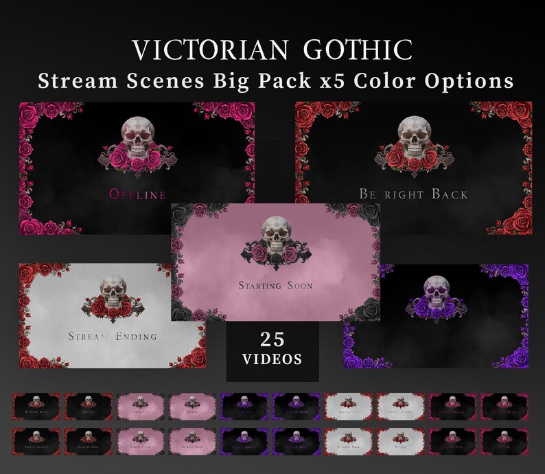 Gothic Animated Stream Scenes Package, Twitch Pack, Overlays Screens ...