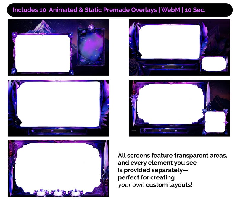 Celestial Twitch Overlays Pack: Animated Stream Pack, Scenes, Alerts ...