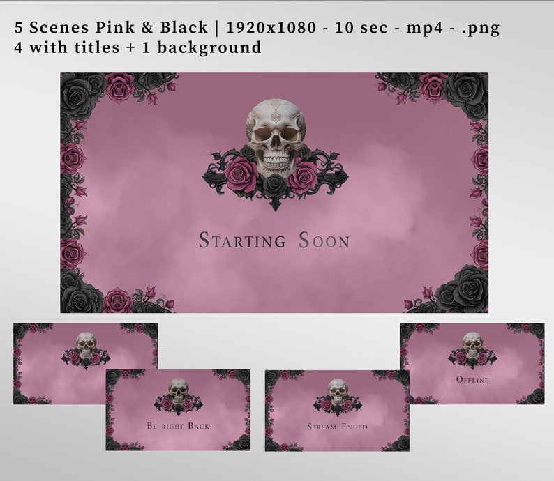 Gothic Animated Stream Scenes Package, Twitch Pack, Overlays Screens ...