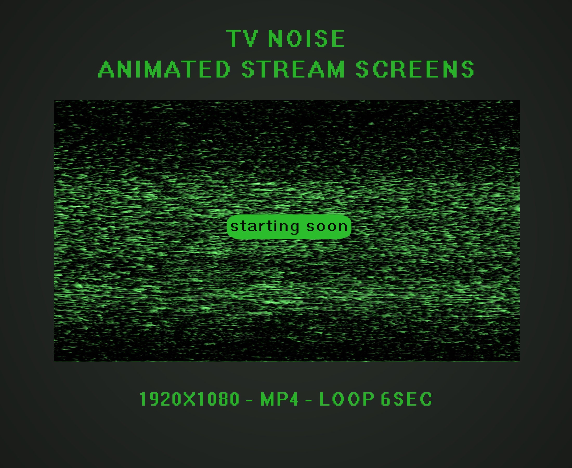 Green TV Noise Animated Stream Screens: Twitch Overlay (digital ...