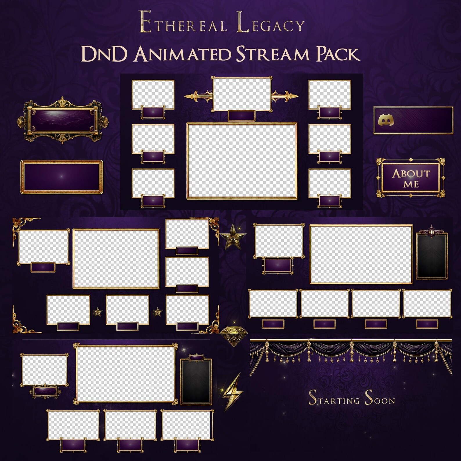 Animated Dnd Stream Overlay: Purple & Gold Medieval Pack - Etsy