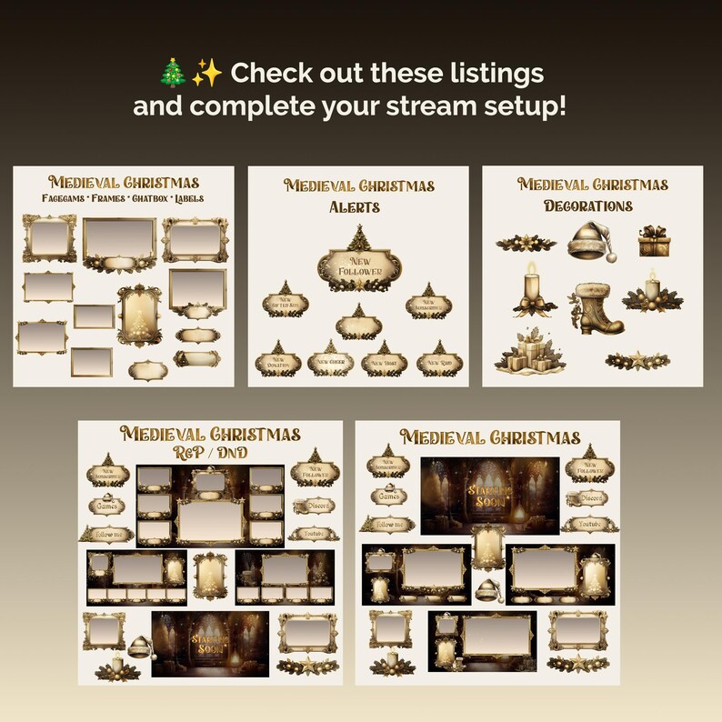 Christmas Facecam Overlay Pack, Fantasy Holiday Stream, Medieval Gold ...