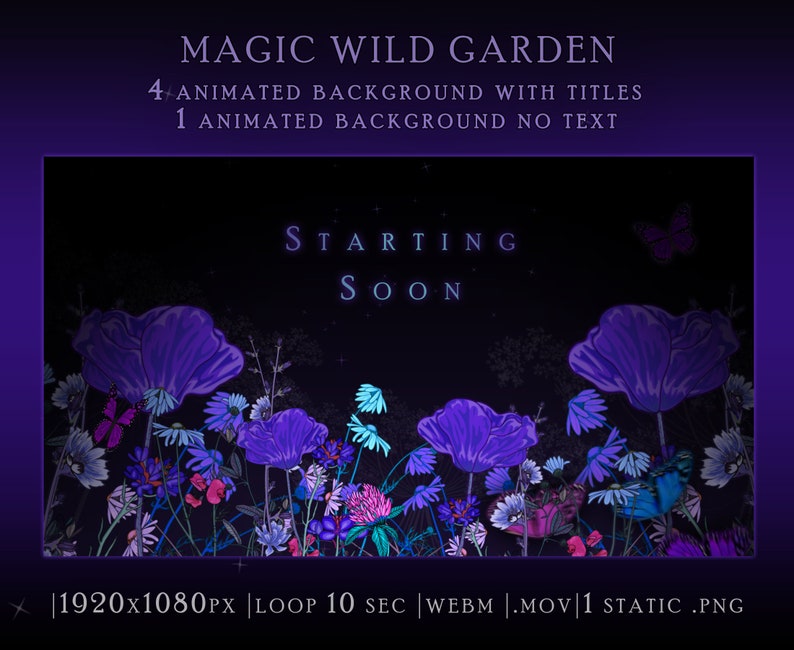 Magic Flowers Animated Stream Screens Package, Twitch Pack, Overlays ...