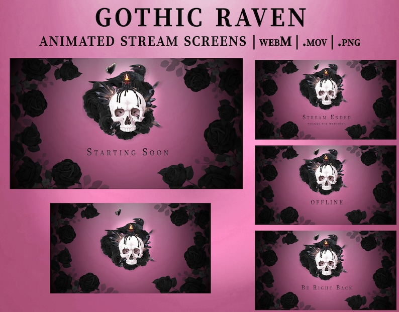 Stream Package for Twitch Gothic Overlays With Raven, Crow Skull ...