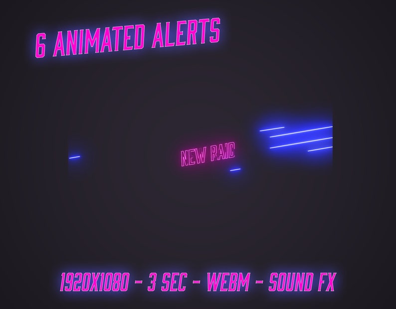 Neon Animated Stream Alerts | X6 Animated Alerts With Sound | Vtuber ...