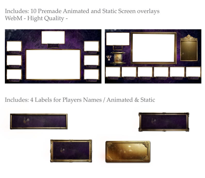 Purple & Gold Medieval Stream Pack – Dnd, RPG Overlays, OBS, Streamlabs ...