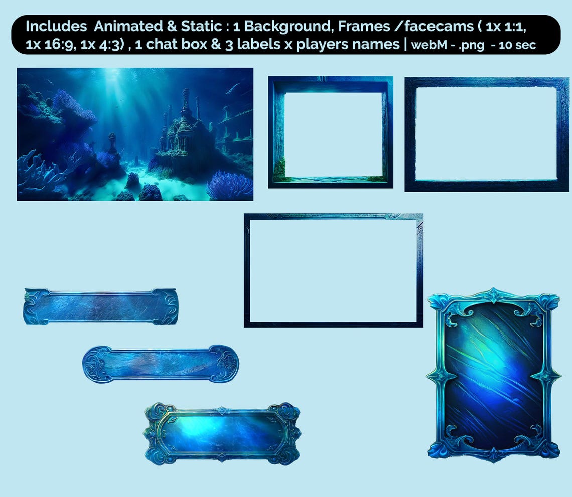 Underwater Kingdom Stream Overlay: Animated RPG Screens (webm, PNG) - Etsy