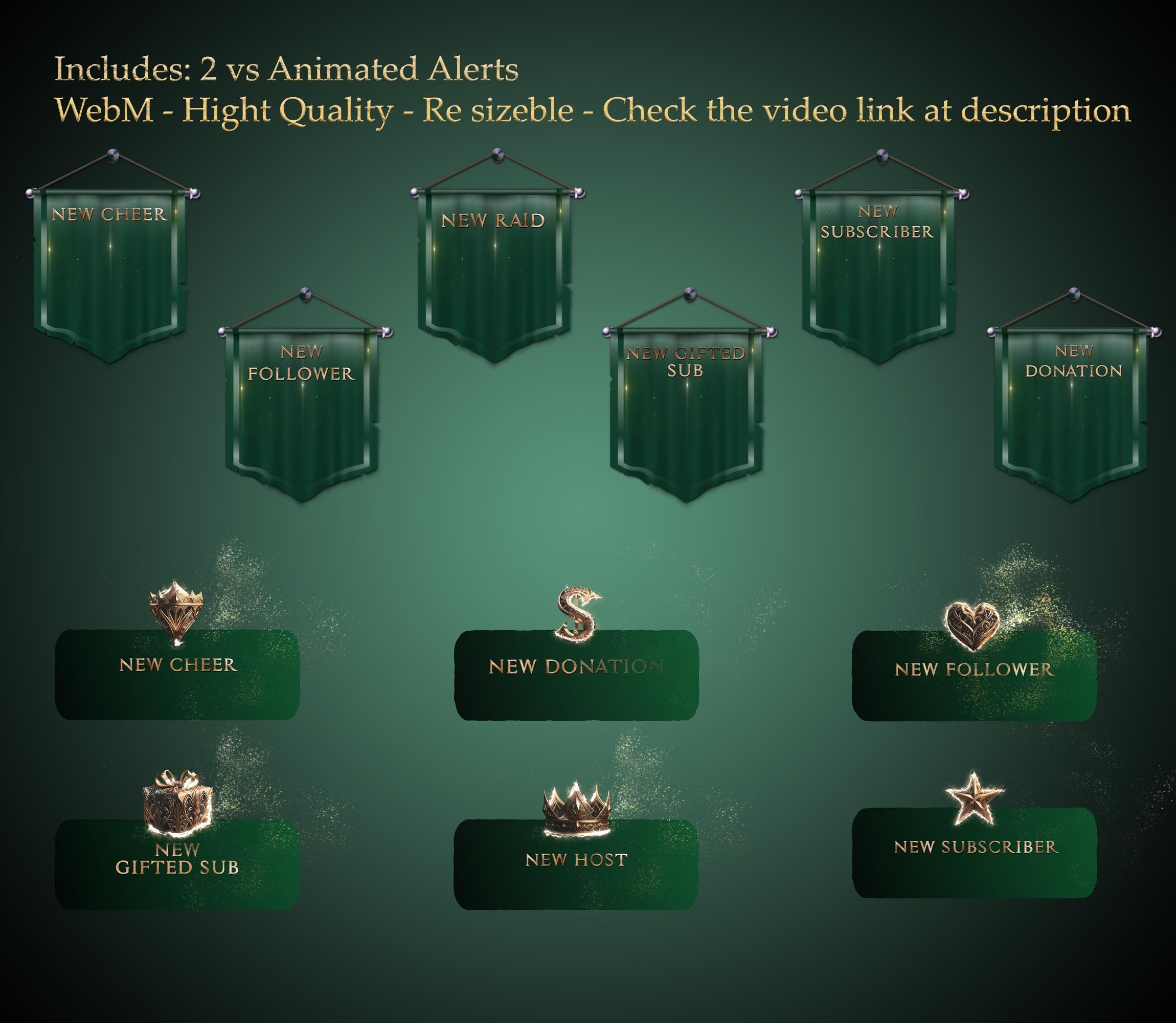 Animated Dnd Stream Overlay Pack: Medieval Green & Gold - Etsy