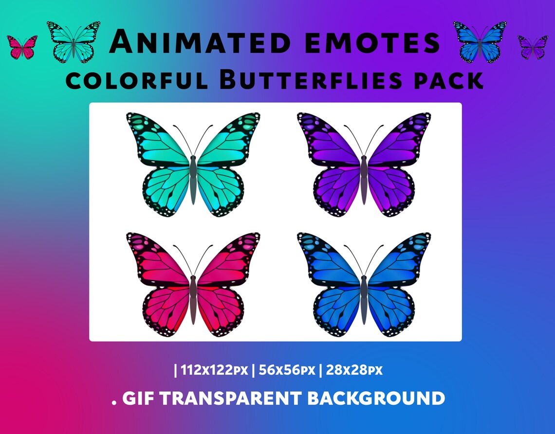 Animated Emote Pack Colorful Butterflies Twitch Emote Pack, Discord ...