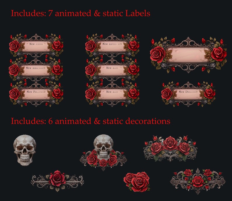 Gothic Red Roses Stream Pack, Animated Twitch Overlays - Etsy