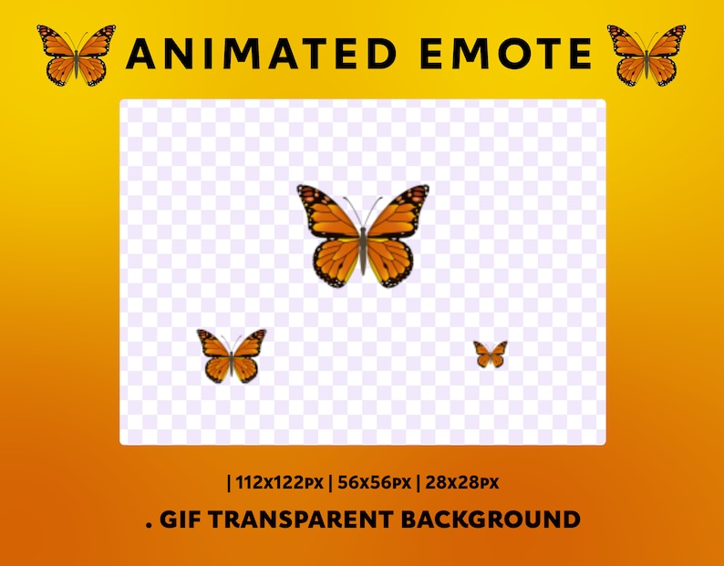 Monarch Butterfly Emote | Animated Emote | Twitch Badge | Emote for ...