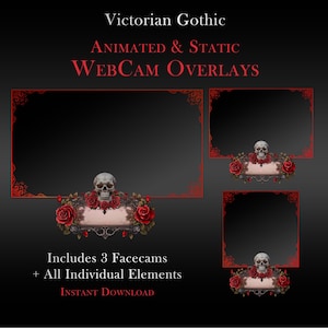 Victorian Gothic Animated Webcam Overlay: Skull & Roses (digital ...