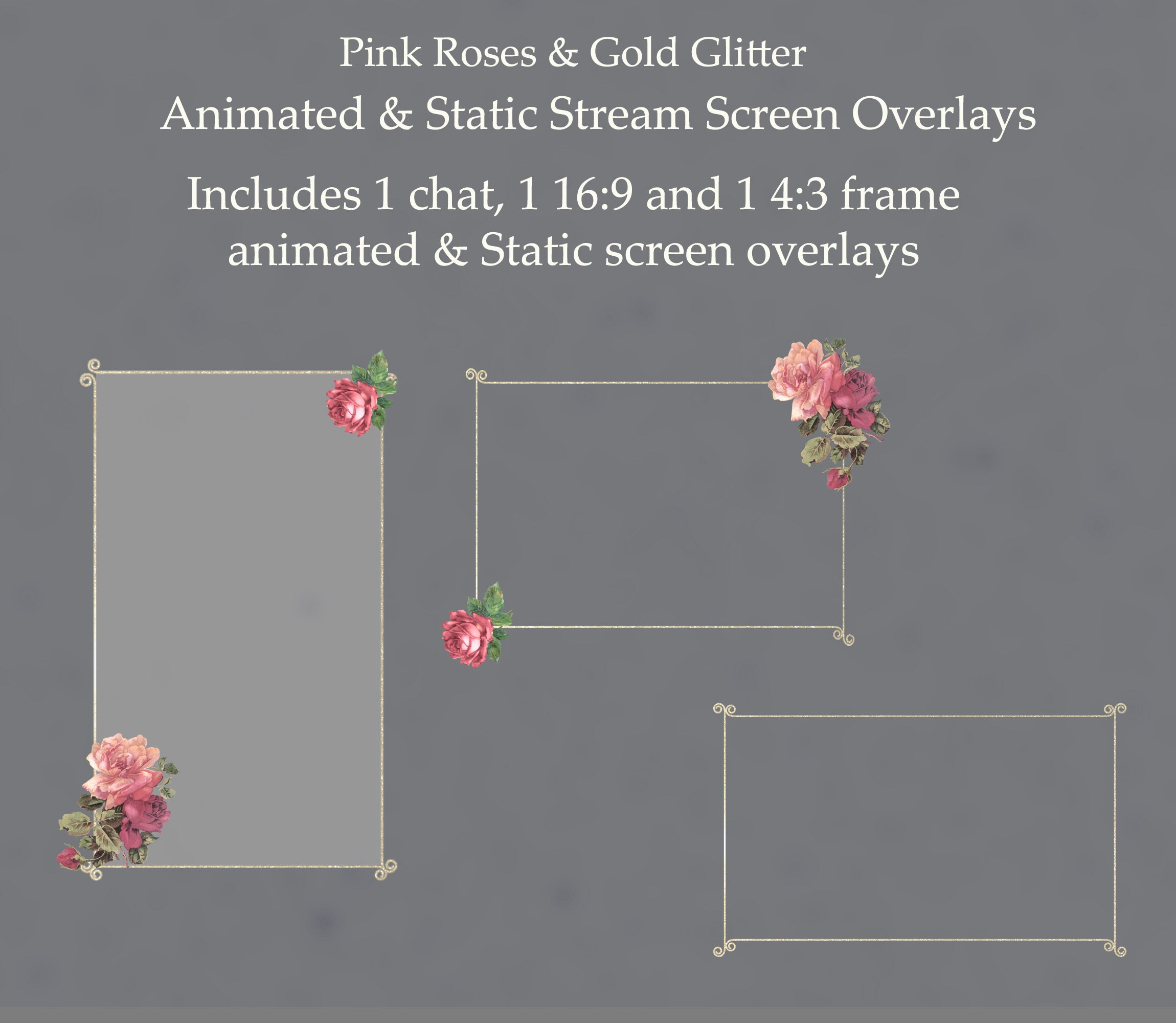 Pink Roses Animated Stream Overlays: Twitch Screens & Alerts - Etsy