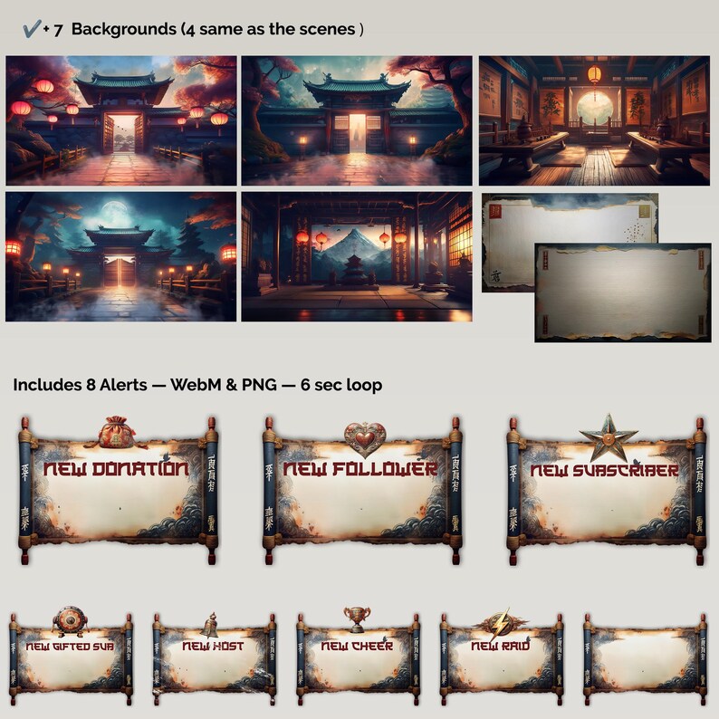 Feudal Japan Dnd Stream Overlay Package | Samurai Twitch & Vtuber ...