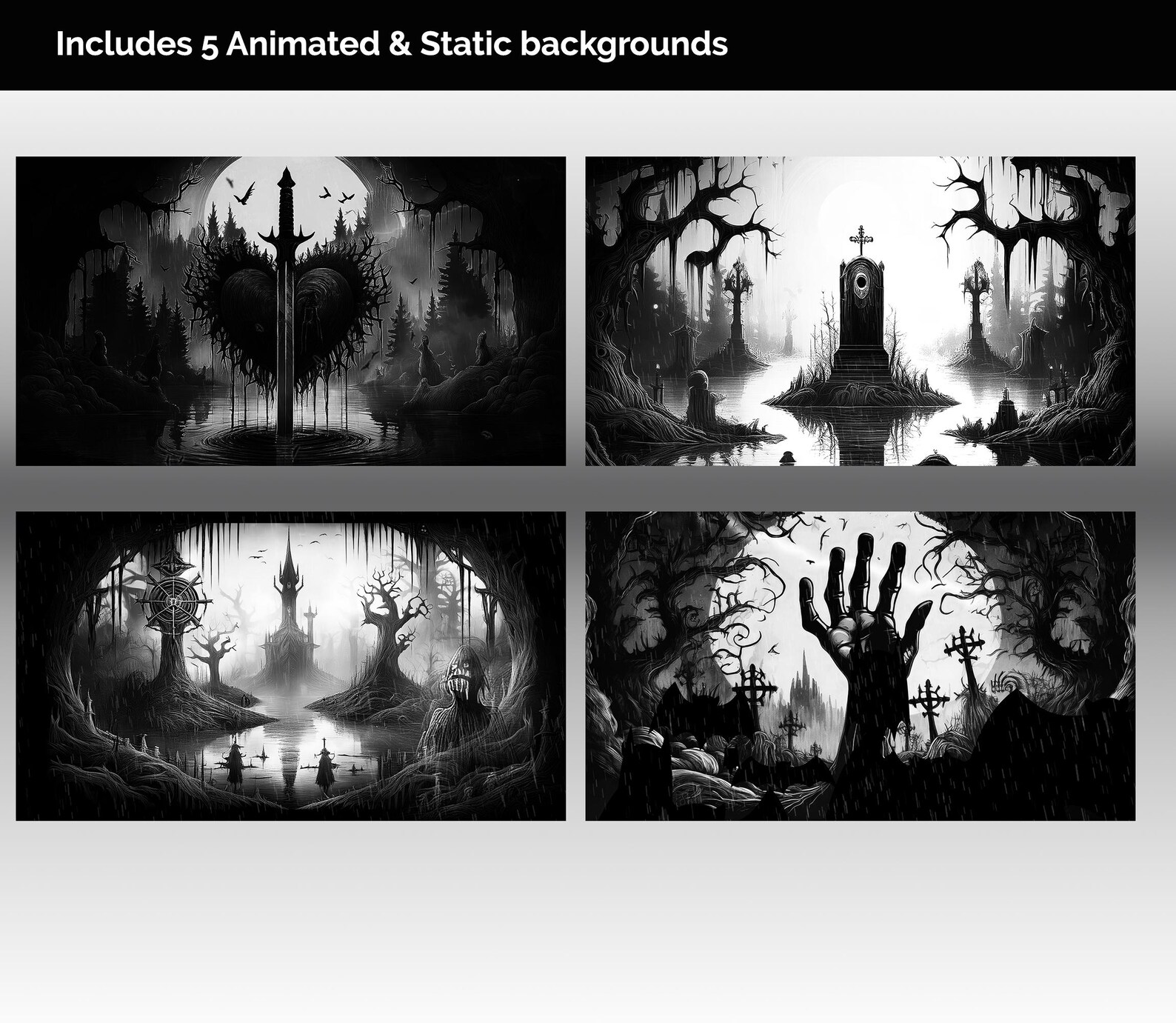 Gothic Nightmare Halloween Animated Stream Pack: Haunted Twitch Overlay ...