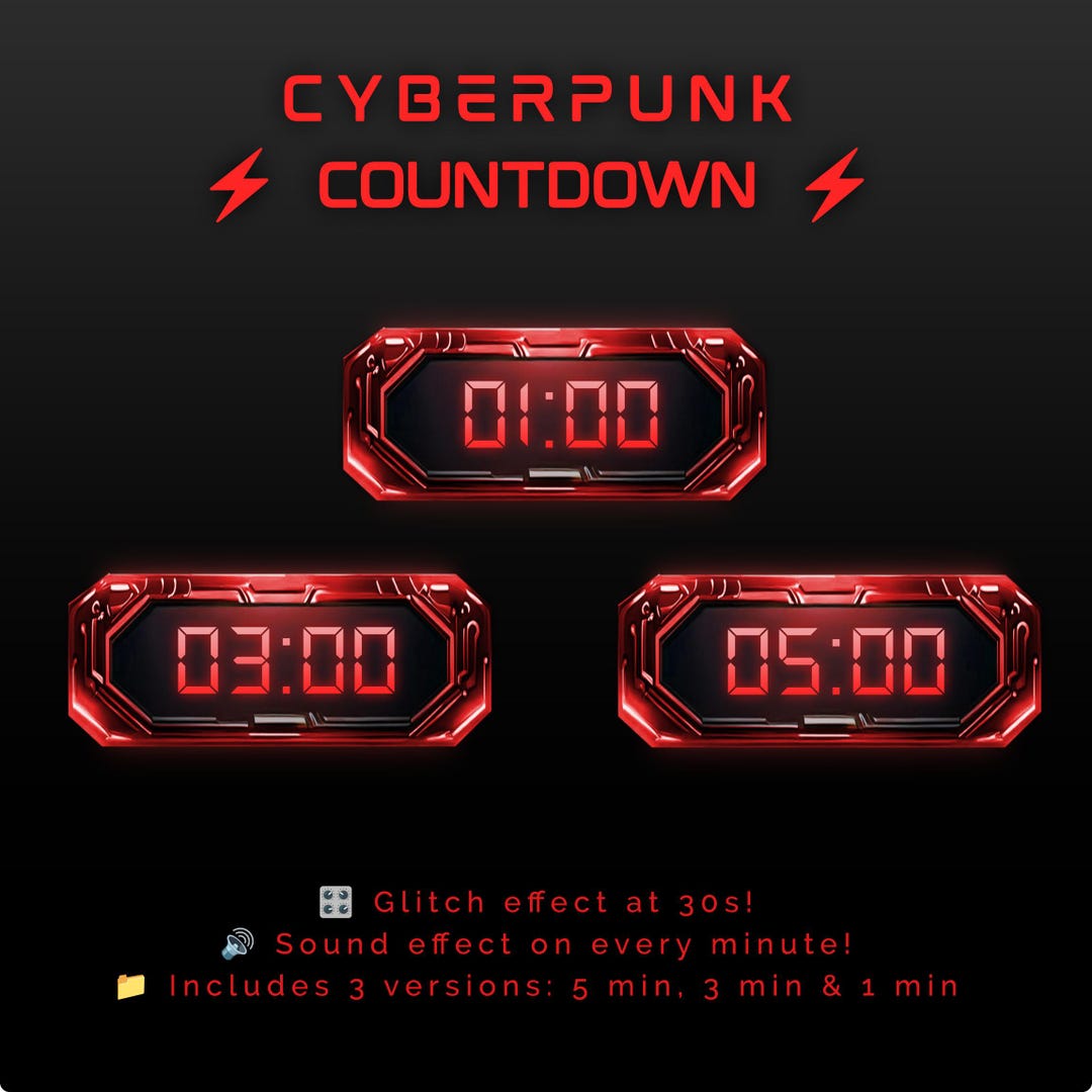 Red Neon Cyberpunk Stream Countdown Timer (animated Overlay) - Etsy