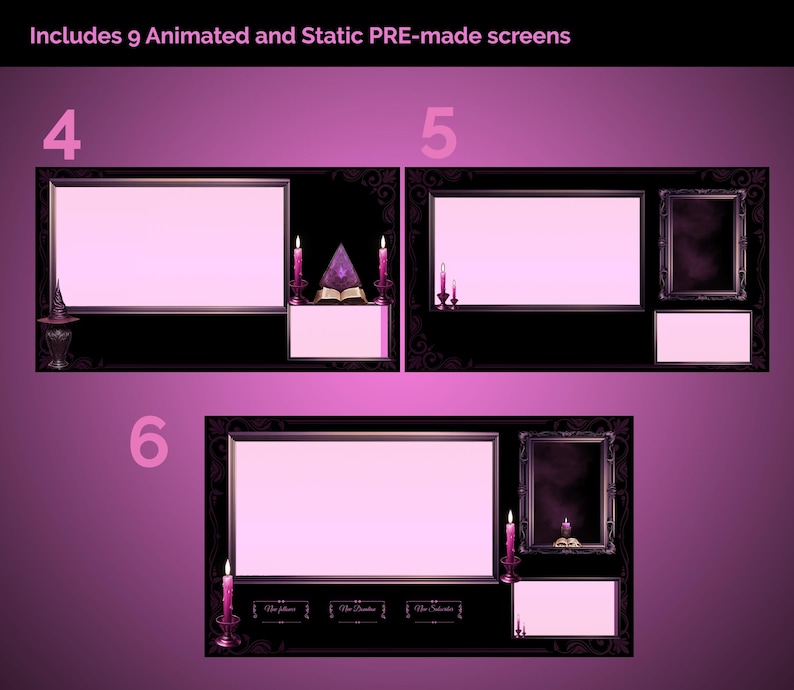 Witchy Gothic Animated Stream Pack: Twitch Overlays, Scenes, Alerts and ...