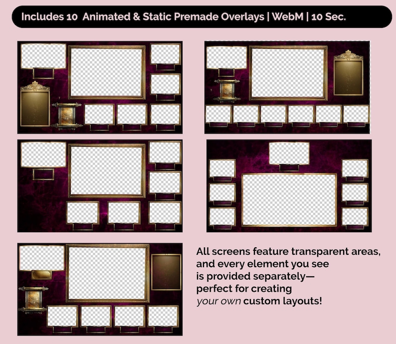 Animated Dungeons and Dragons Stream Overlay: Pink Gold Medieval Theme ...