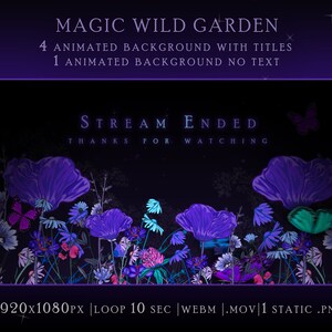 Magic Flowers Animated Stream Screens Package, Twitch Pack, Overlays ...