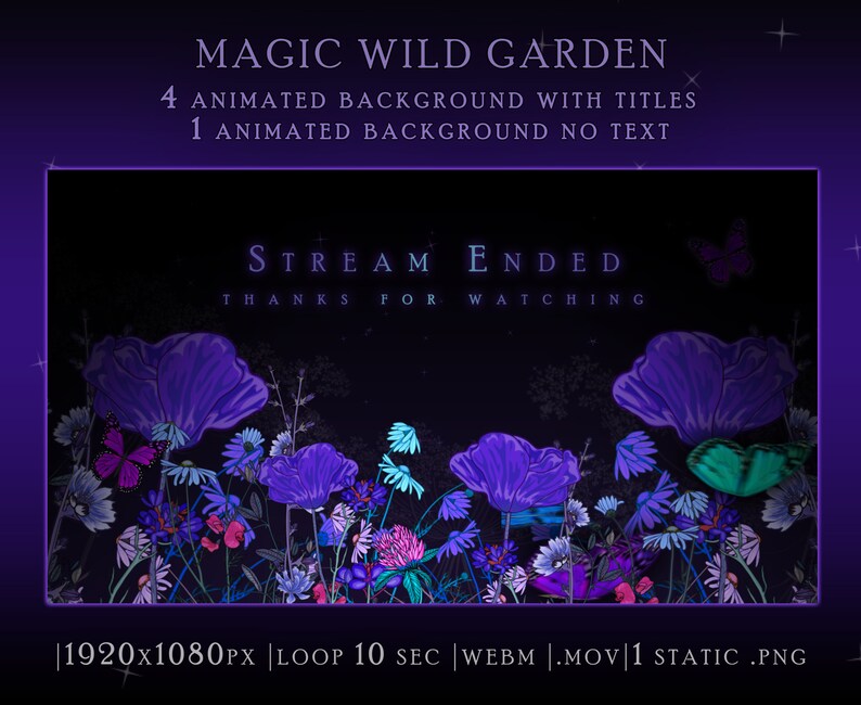 Magic Flowers Animated Stream Screens Package, Twitch Pack, Overlays ...