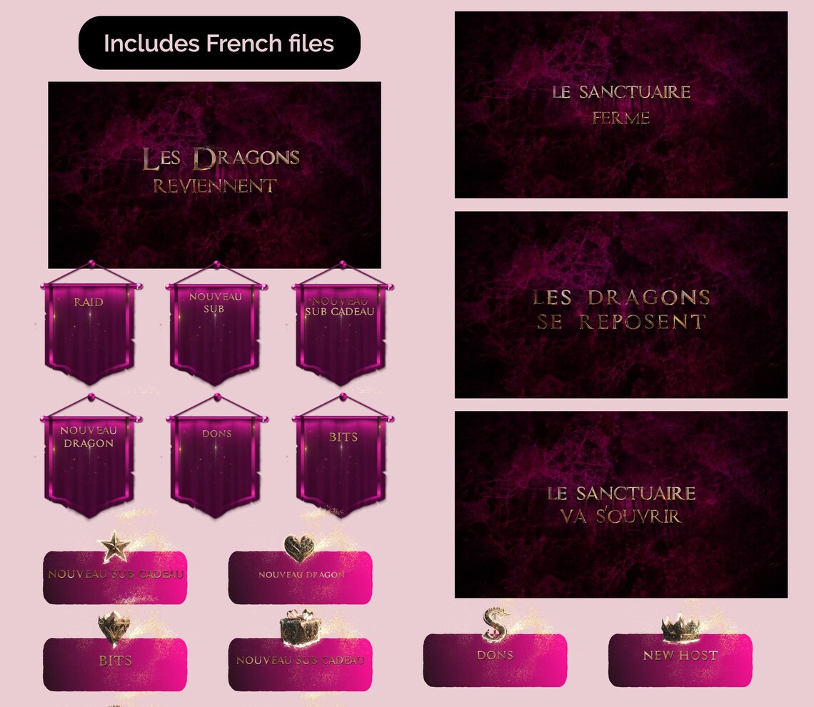 Animated Dungeons and Dragons Stream Overlay: Pink Gold Medieval Theme ...