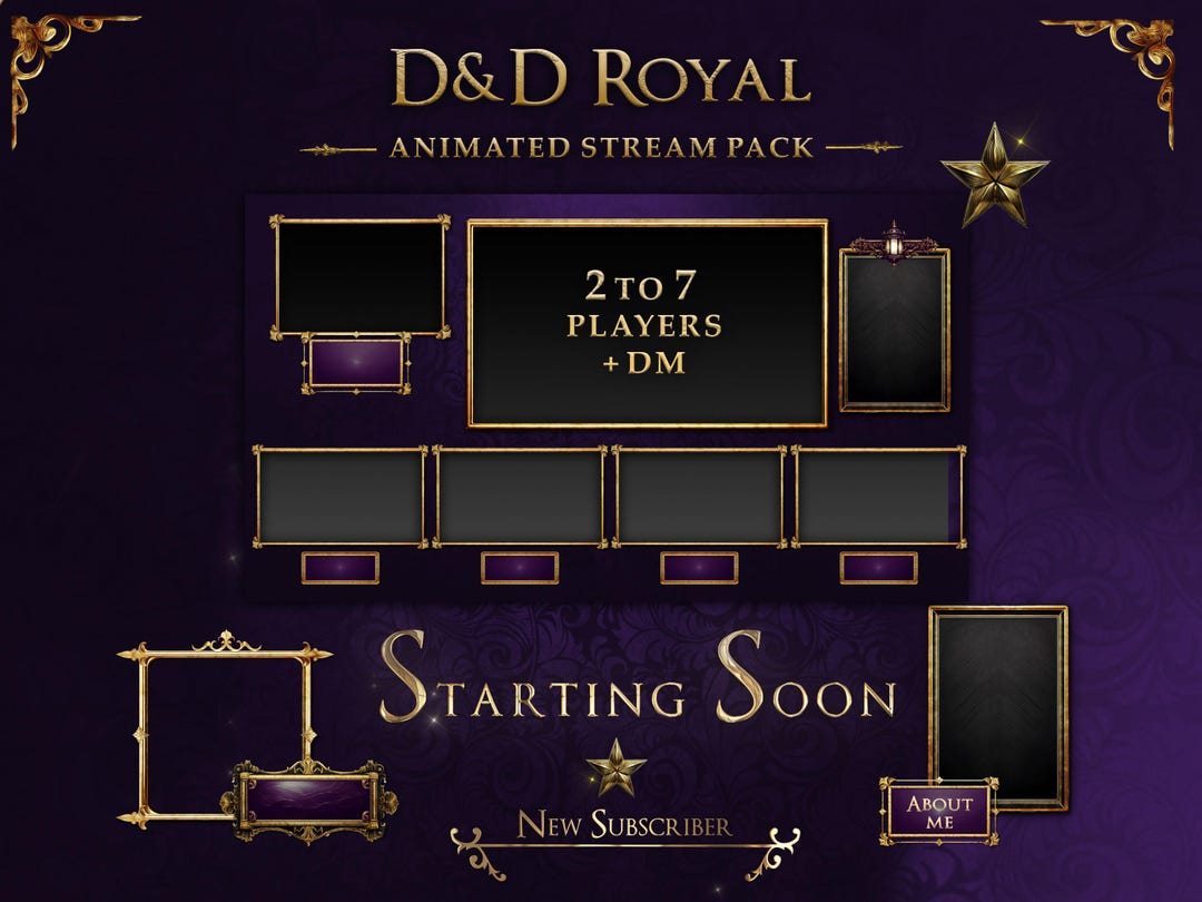 Purple Stream Pack – Royal Dnd, RPG Overlays, OBS, Streamlabs and ...