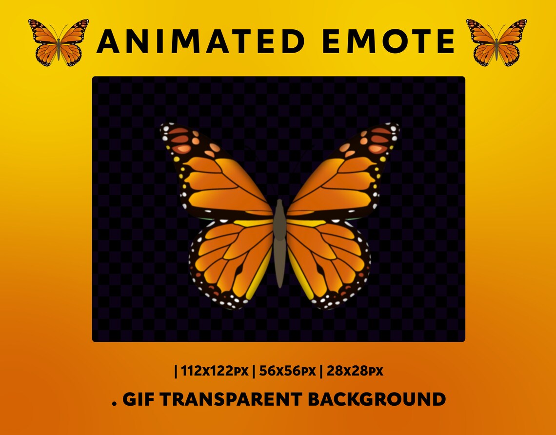 Monarch Butterfly Emote | Animated Emote | Twitch Badge | Emote for ...