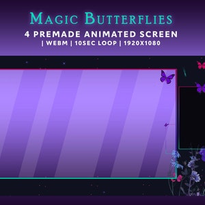 Butterflies Stream Overlay Package, Magic Sky Night Butterflies, Twitch ...