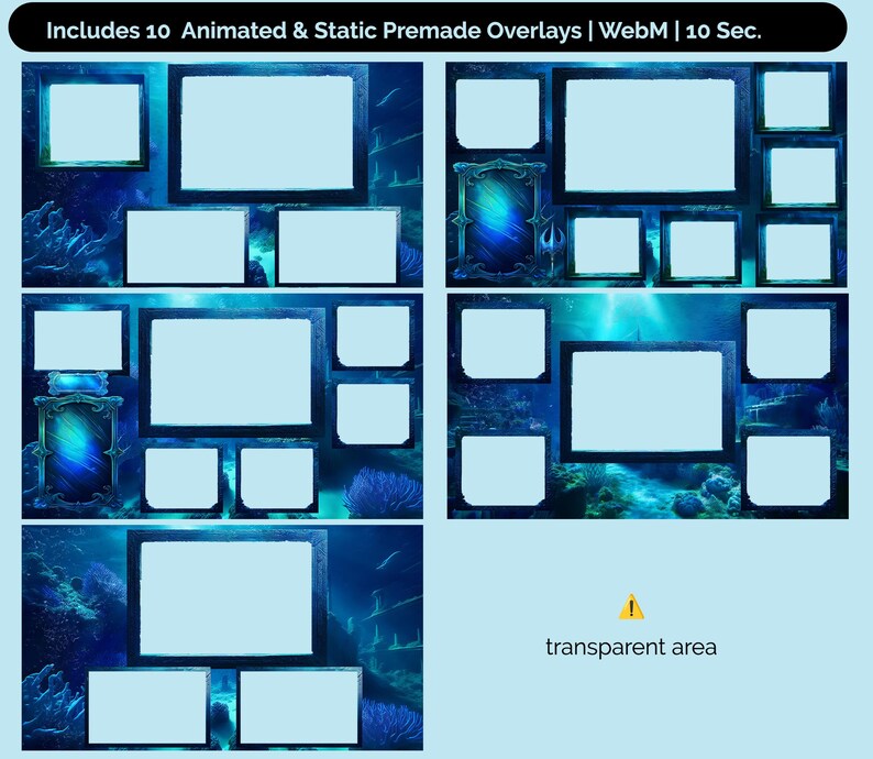 Twitch Overlays Package for Livestream Dnd, RPG, Fantasy Underwater ...
